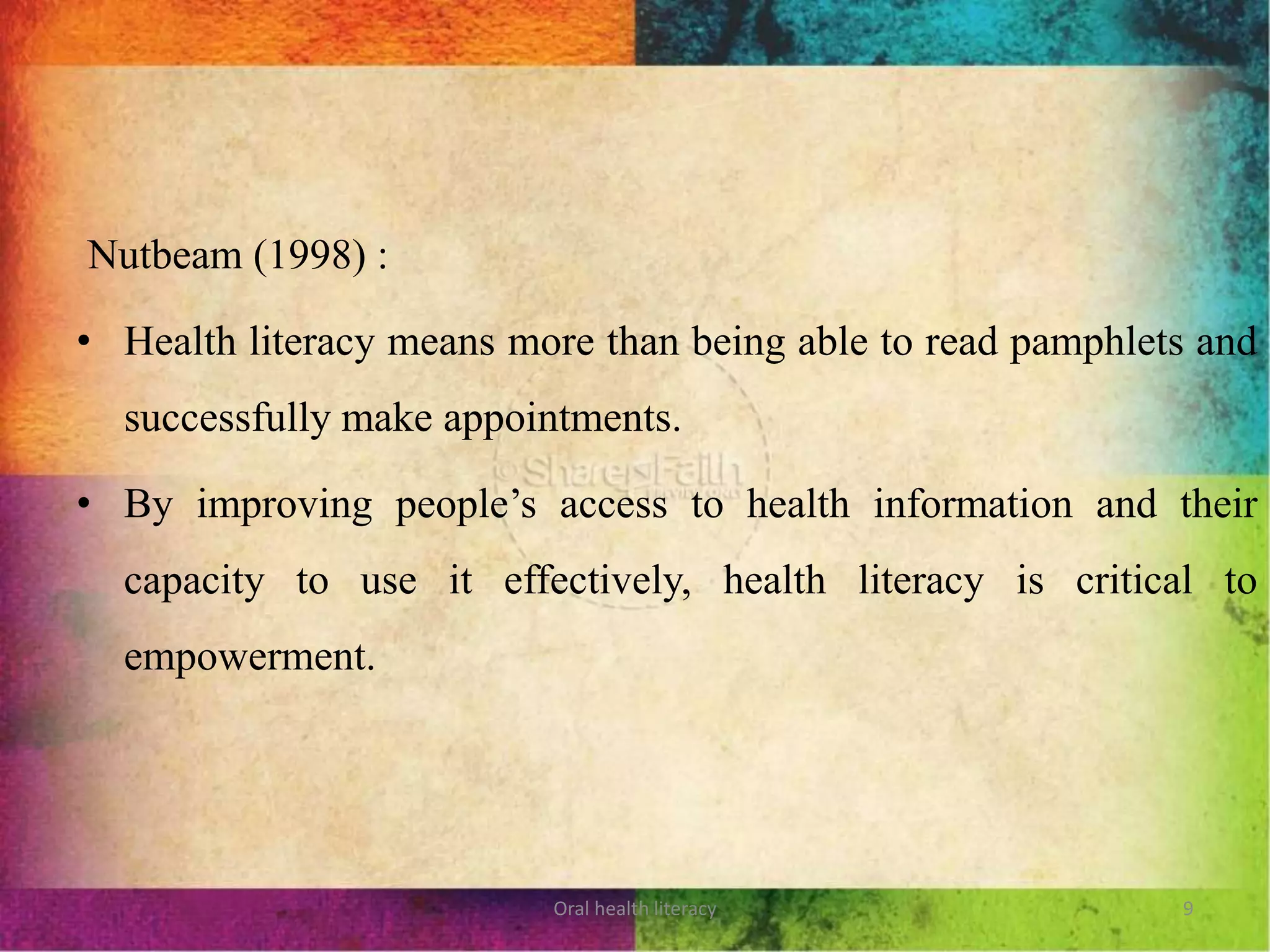 9.health literacy | PPTX