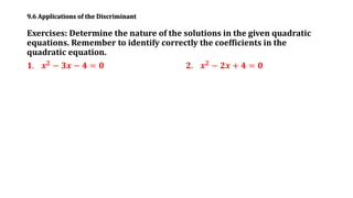 Applications of the Discriminant | PPTX