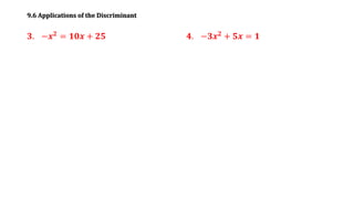 Applications of the Discriminant | PPTX