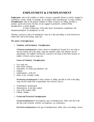 EMPLOYMENT & UNEMPLOYMENT | PDF