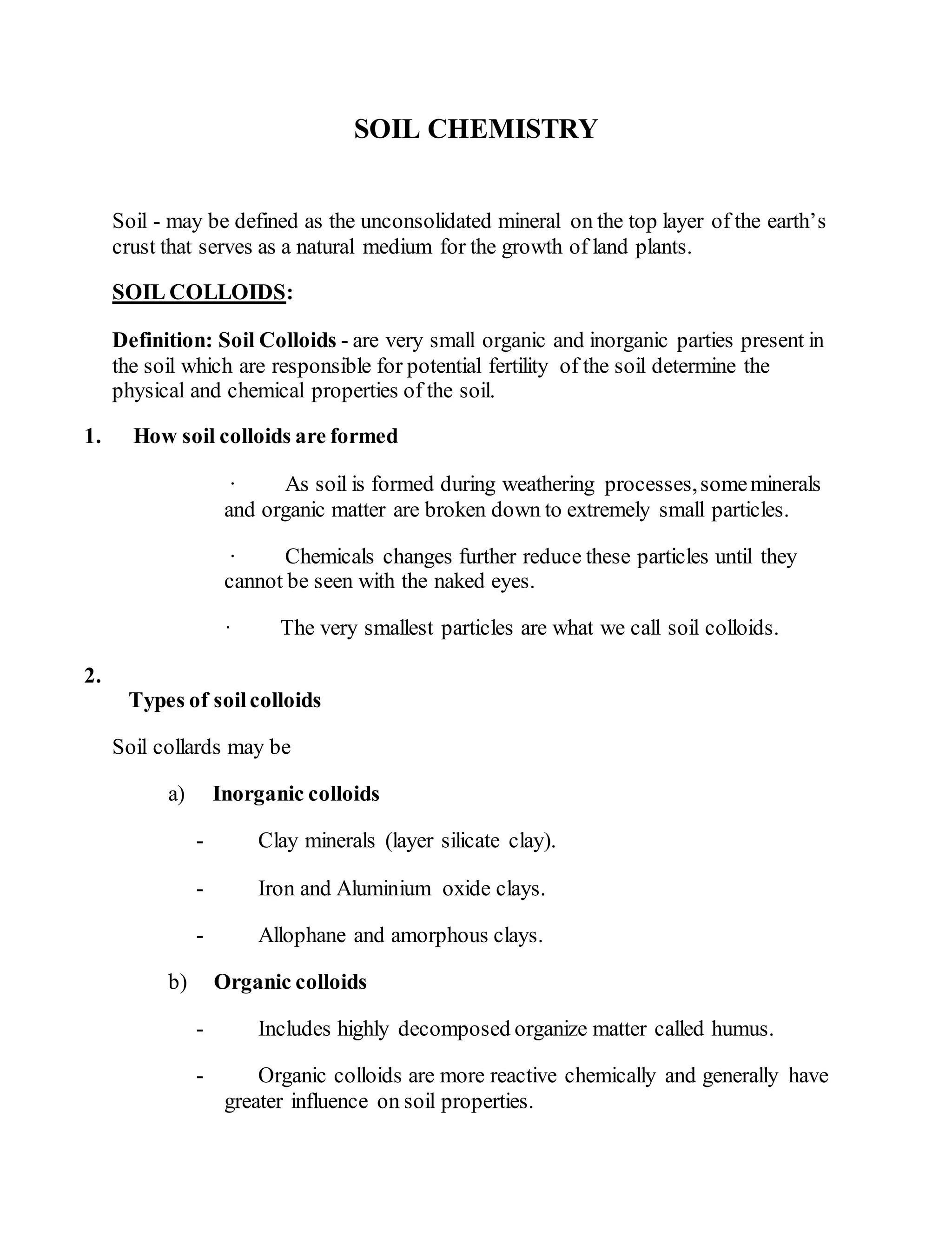SOIL CHEMISTRY | DOCX | Science