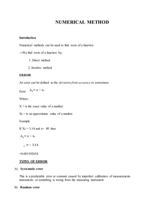 NUMERICAL METHOD | DOCX | Physics | Science