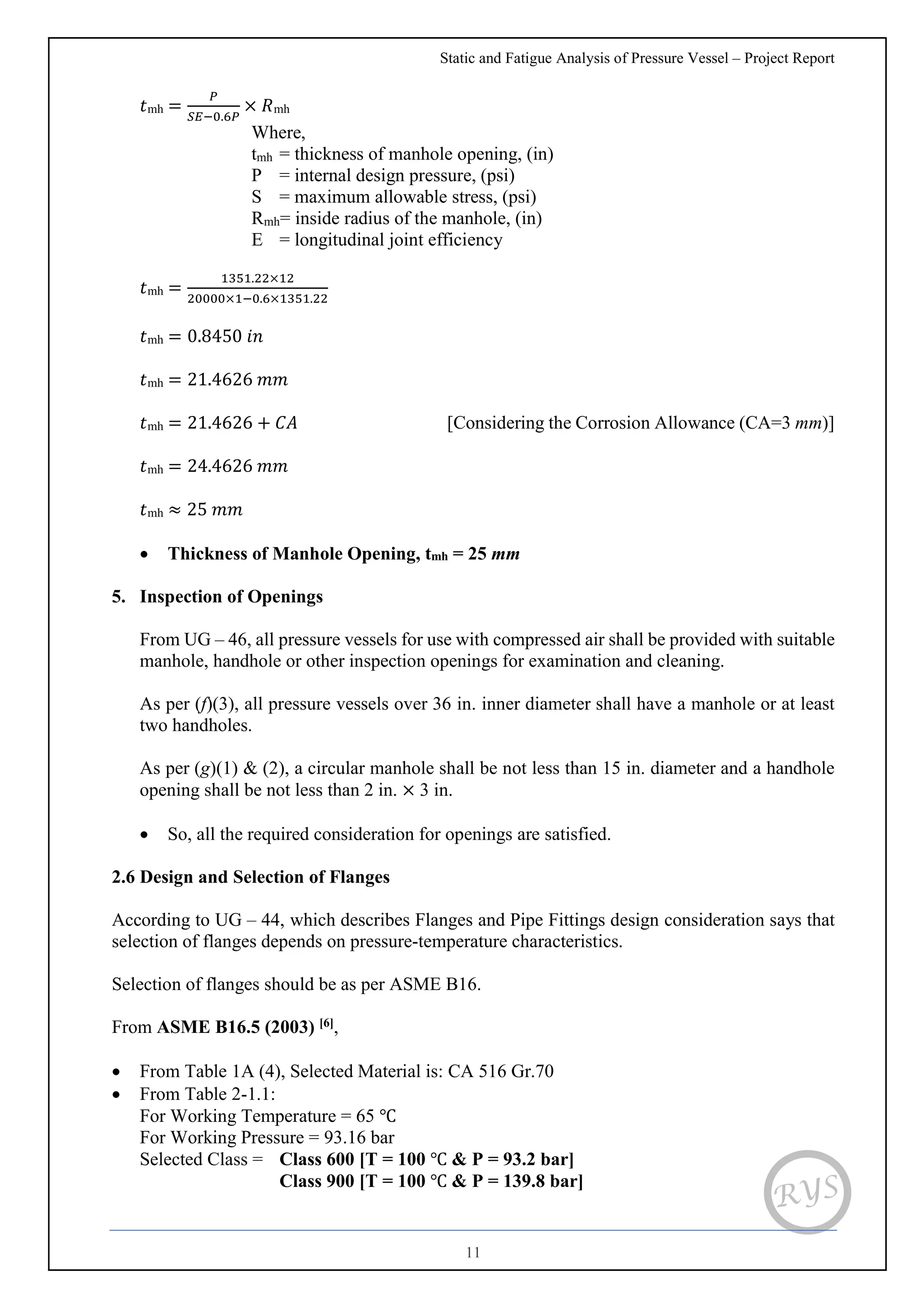Static and Fatigue Analysis of Pressure Vessel as per ASME Codes | PDF