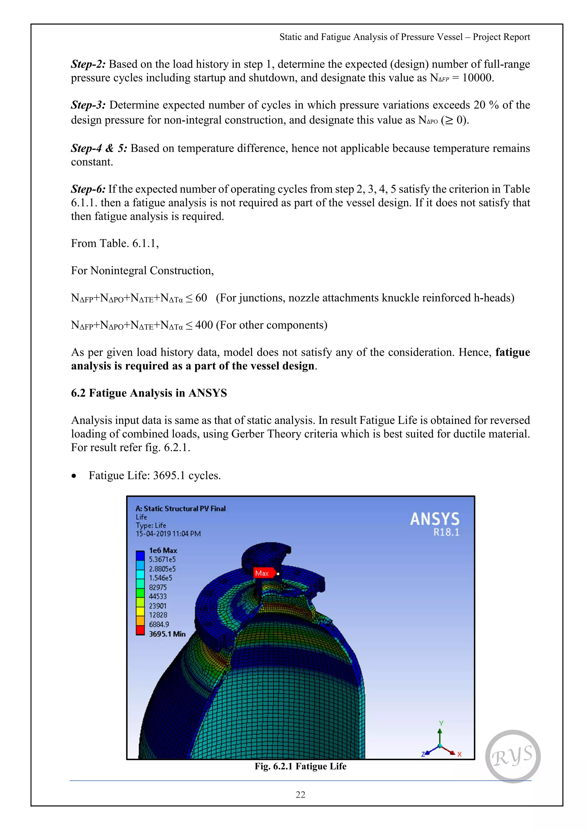 Static and Fatigue Analysis of Pressure Vessel as per ASME Codes | PDF