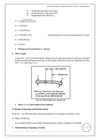 Static and Fatigue Analysis of Pressure Vessel as per ASME Codes | PDF