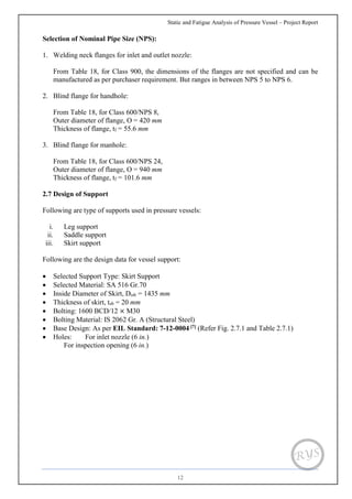 Static and Fatigue Analysis of Pressure Vessel as per ASME Codes | PDF