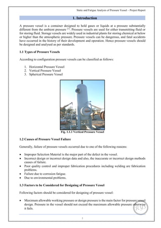 Static and Fatigue Analysis of Pressure Vessel as per ASME Codes | PDF