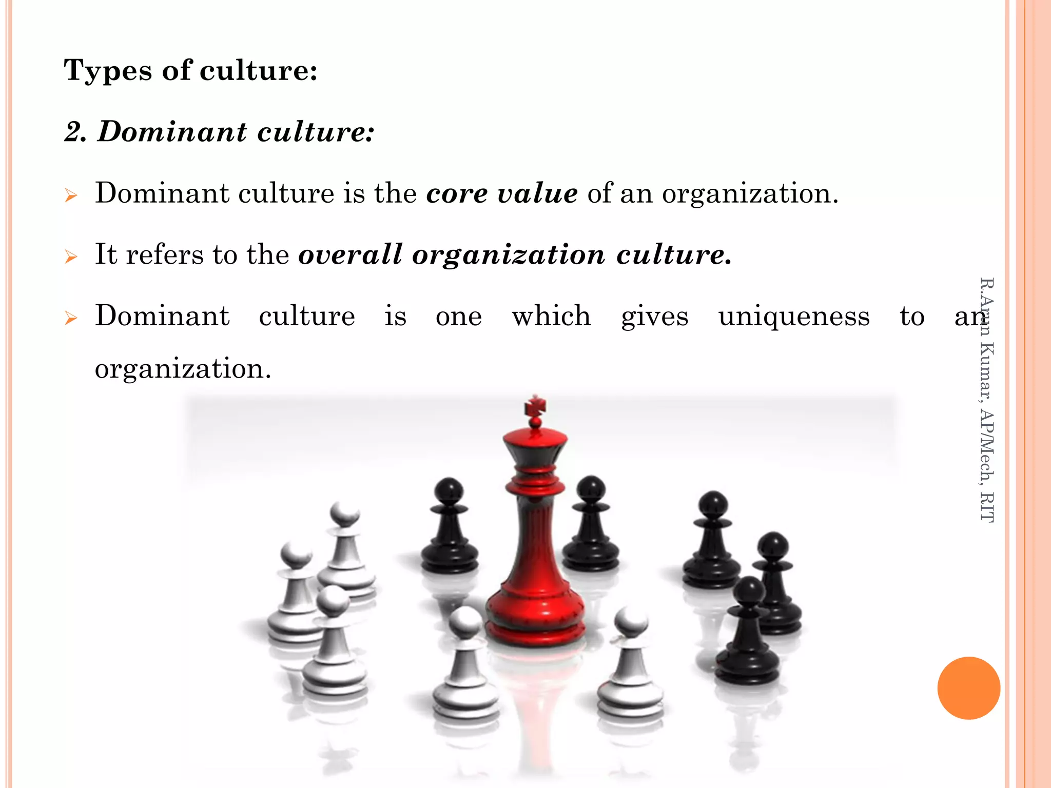 Types and elements of organization culture | PDF