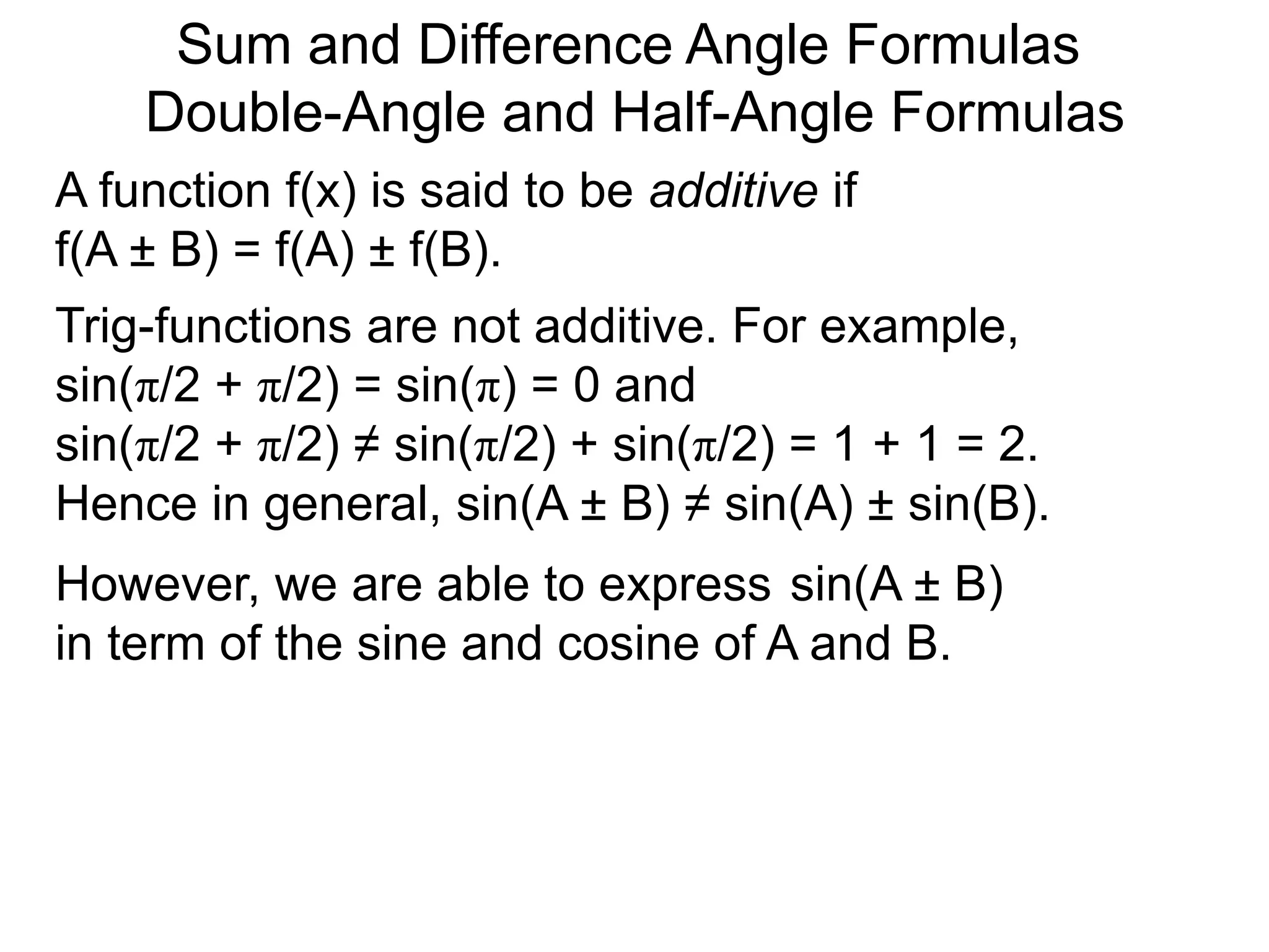 9. sum and double half-angle formulas-x | PPT