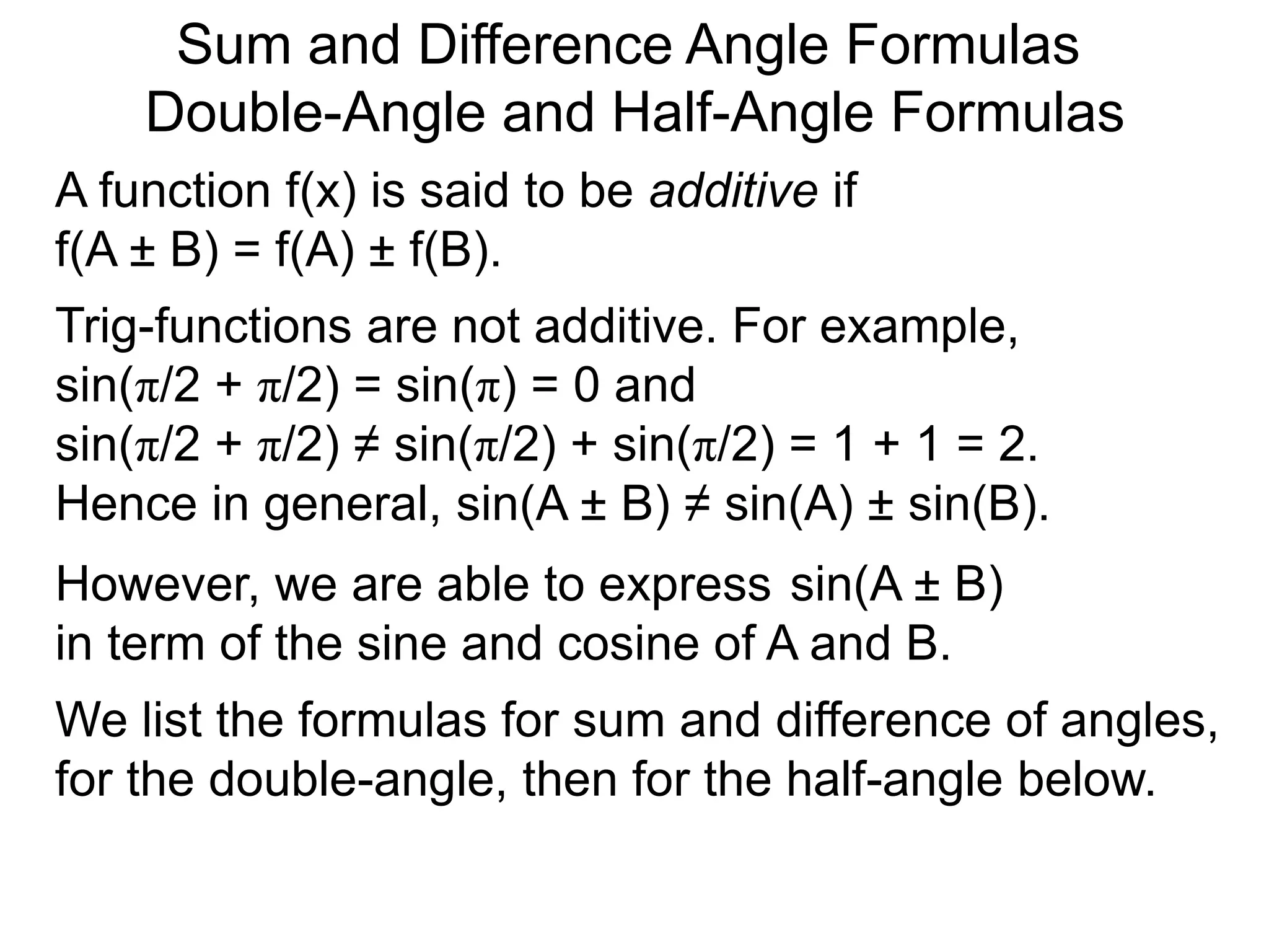 9. sum and double half-angle formulas-x | PPT