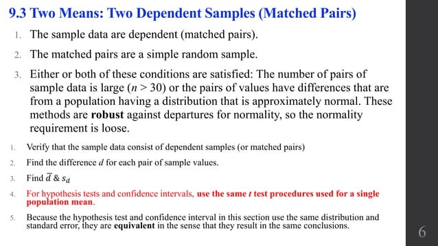 Two dependent samples (matched pairs) | PPTX