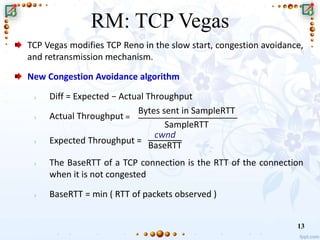 performance evaluation of TCP varients in Mobile ad-hoc Network | PPT