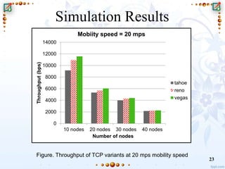 performance evaluation of TCP varients in Mobile ad-hoc Network | PPTX