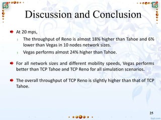 performance evaluation of TCP varients in Mobile ad-hoc Network | PPT