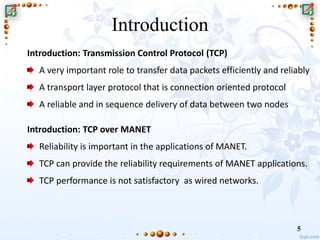 performance evaluation of TCP varients in Mobile ad-hoc Network | PPT