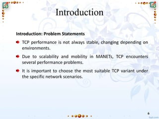 performance evaluation of TCP varients in Mobile ad-hoc Network | PPTX