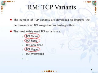 performance evaluation of TCP varients in Mobile ad-hoc Network | PPTX