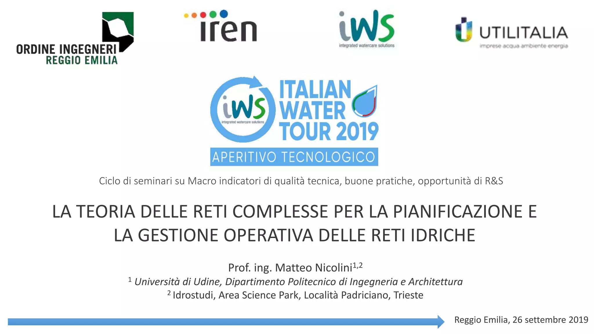 La teoria delle Reti Complesse per la pianifi cazione e la gestione ...