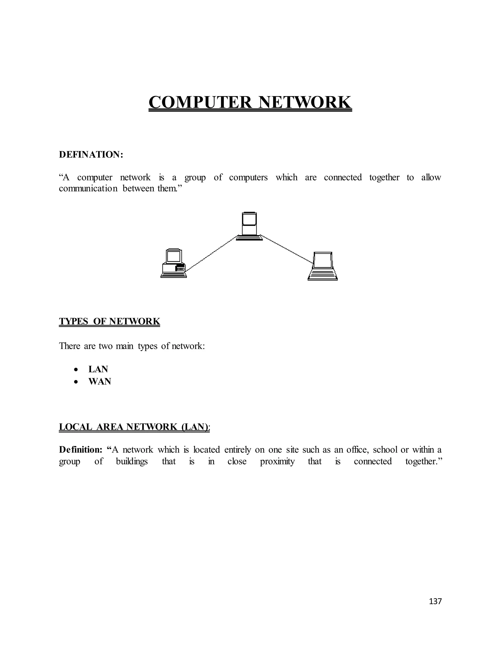 NETWORK INTERNET and TYPES OF NETWORK | DOC | Internet | Computing