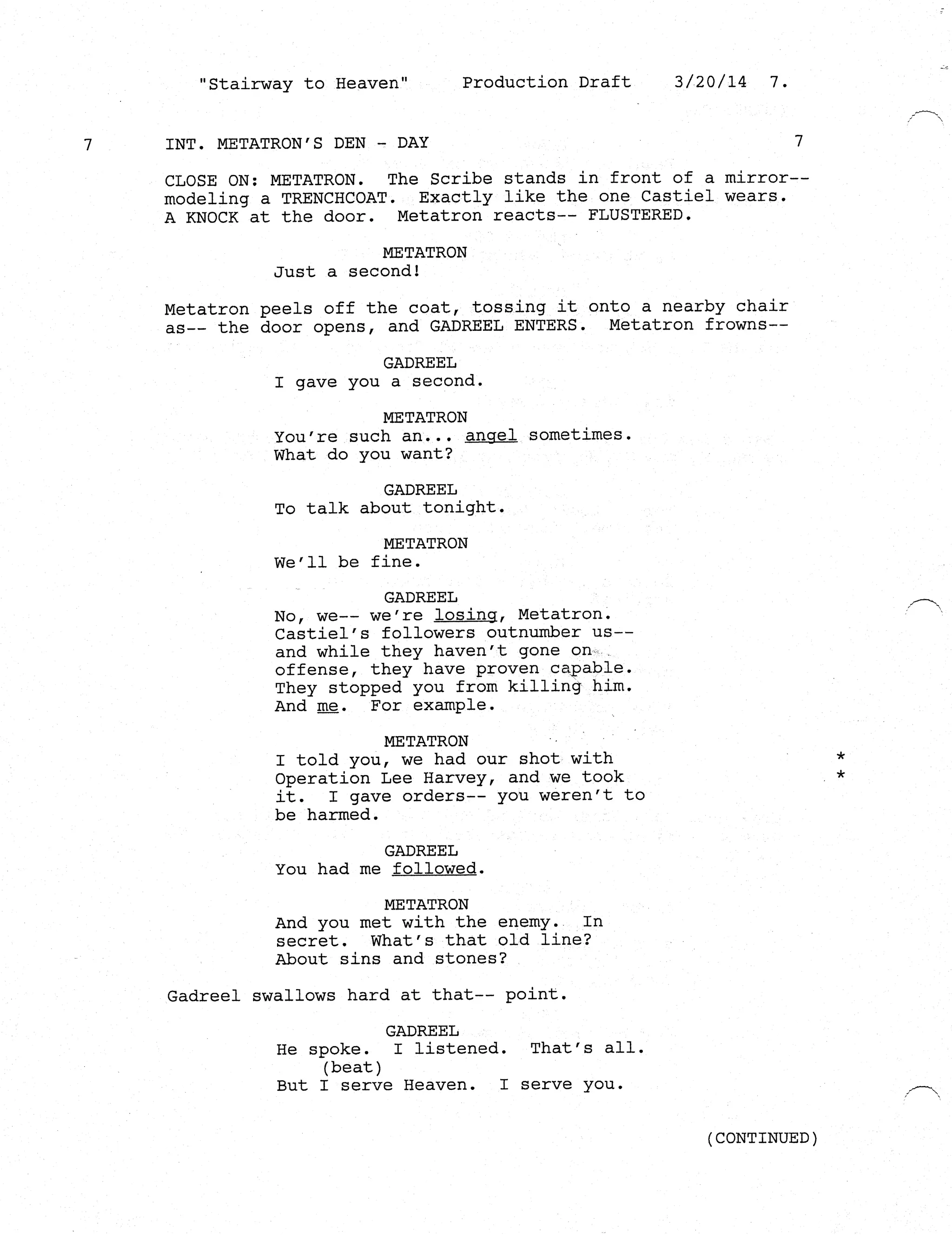 Supernatural 9.22 Stairway to Heaven Script | PDF
