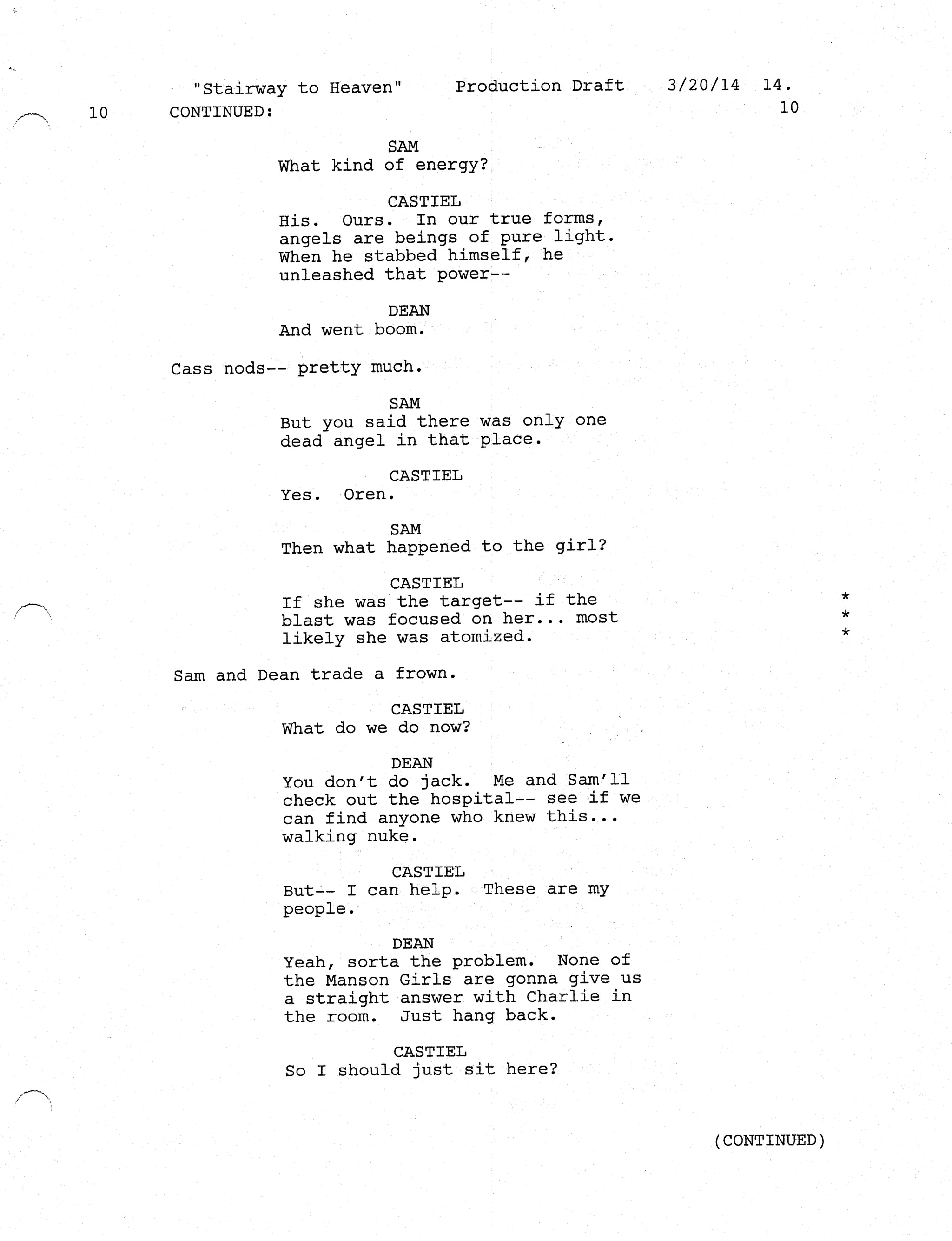 Supernatural 9.22 Stairway to Heaven Script | PDF