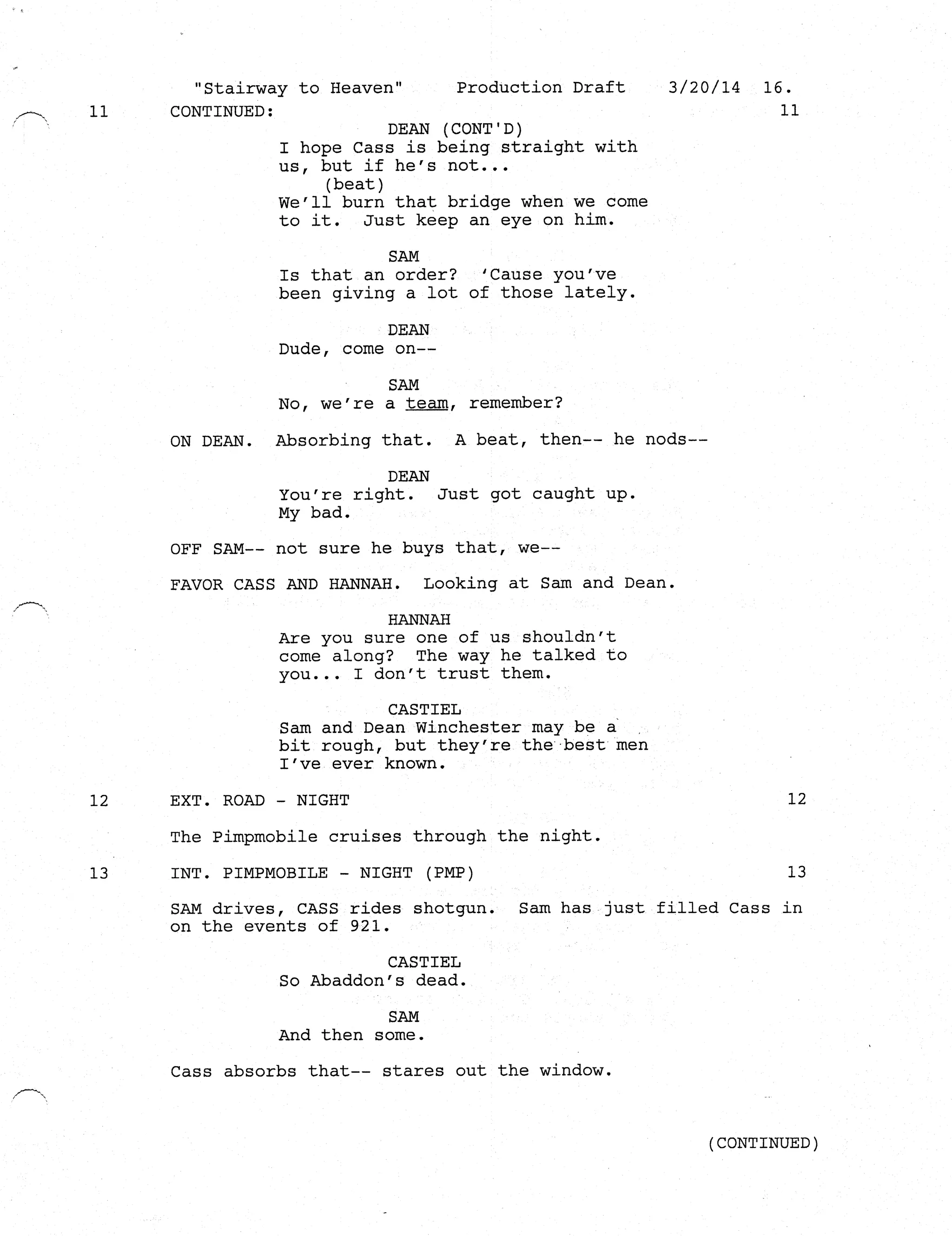 Supernatural 9.22 Stairway to Heaven Script | PDF