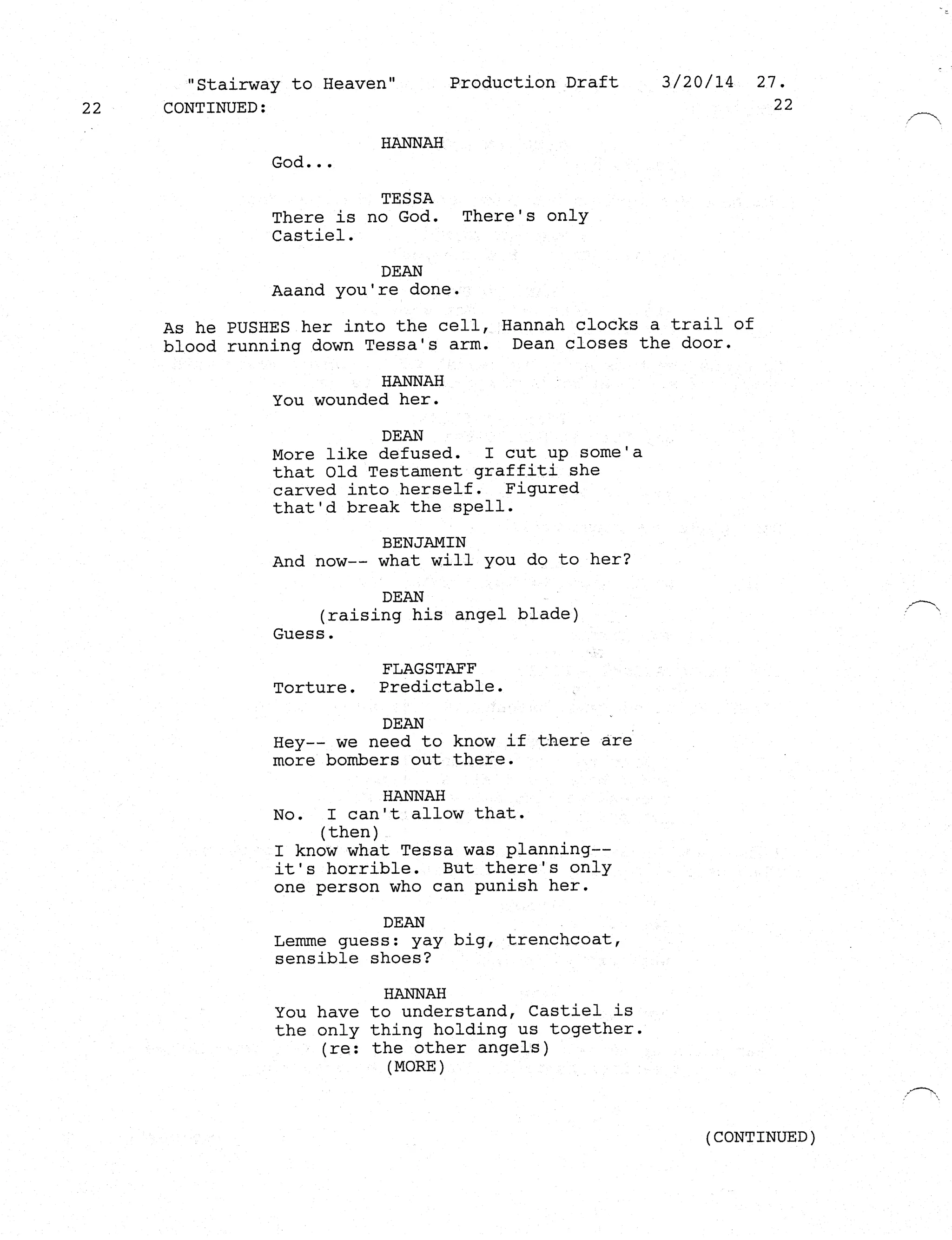 Supernatural 9.22 Stairway to Heaven Script | PDF