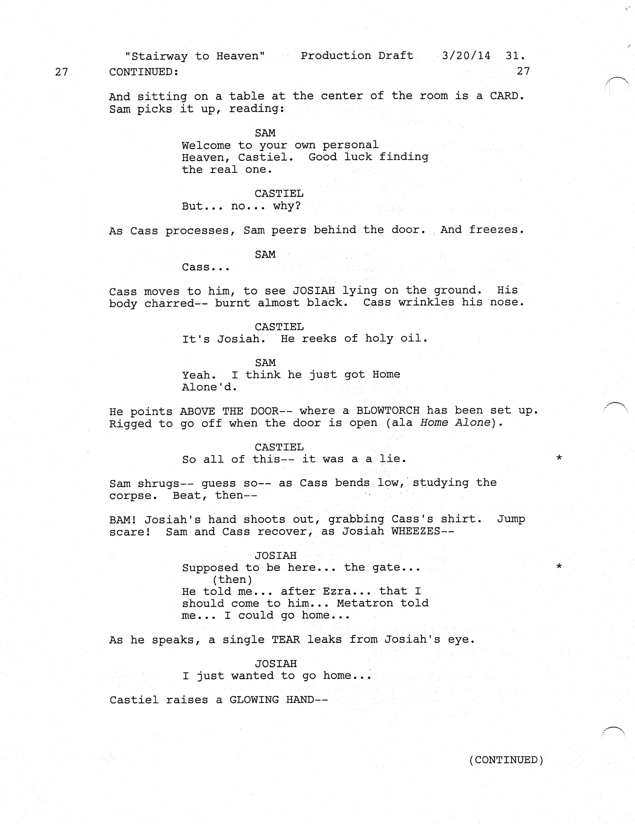Supernatural 9.22 Stairway to Heaven Script | PDF