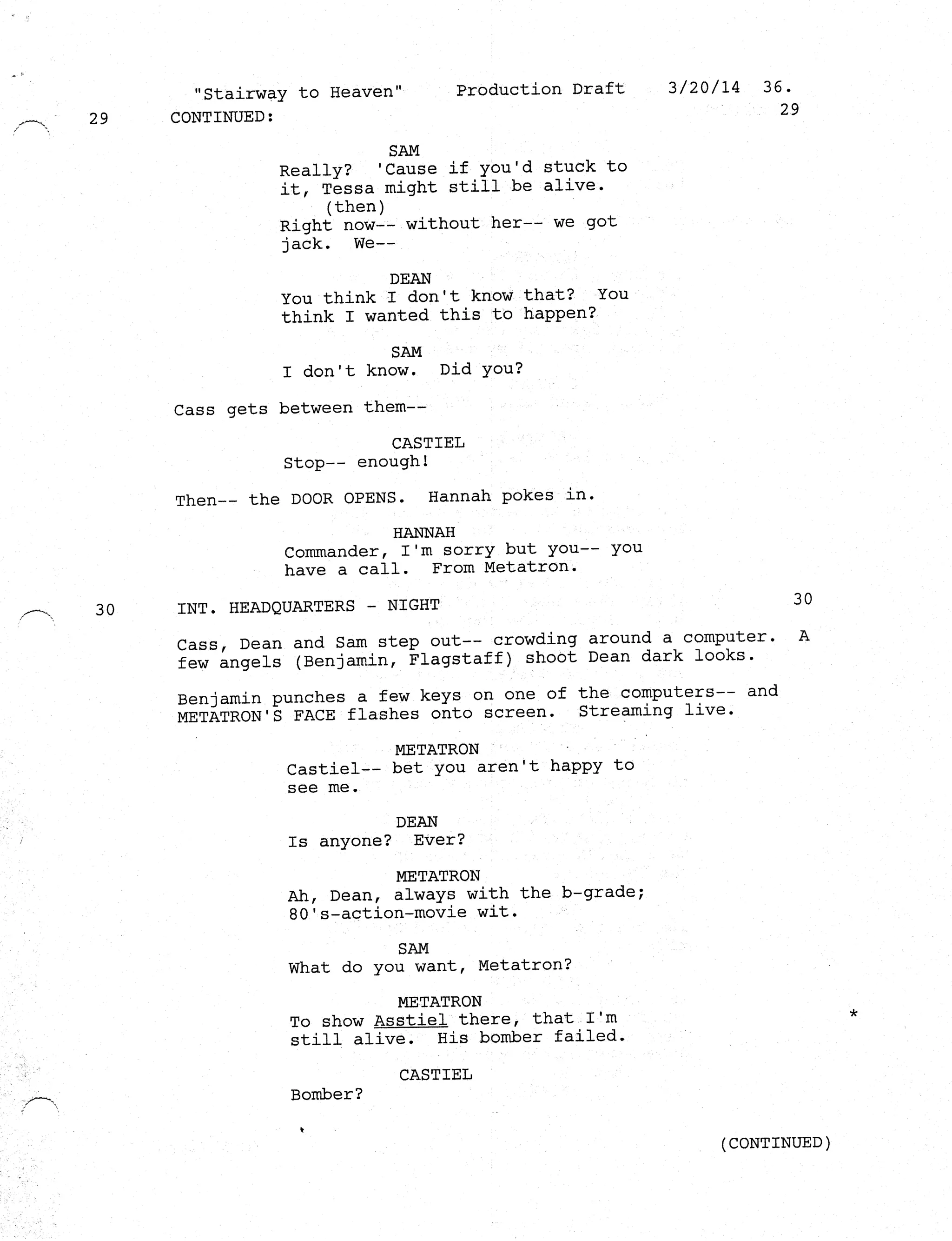 Supernatural 9.22 Stairway to Heaven Script | PDF