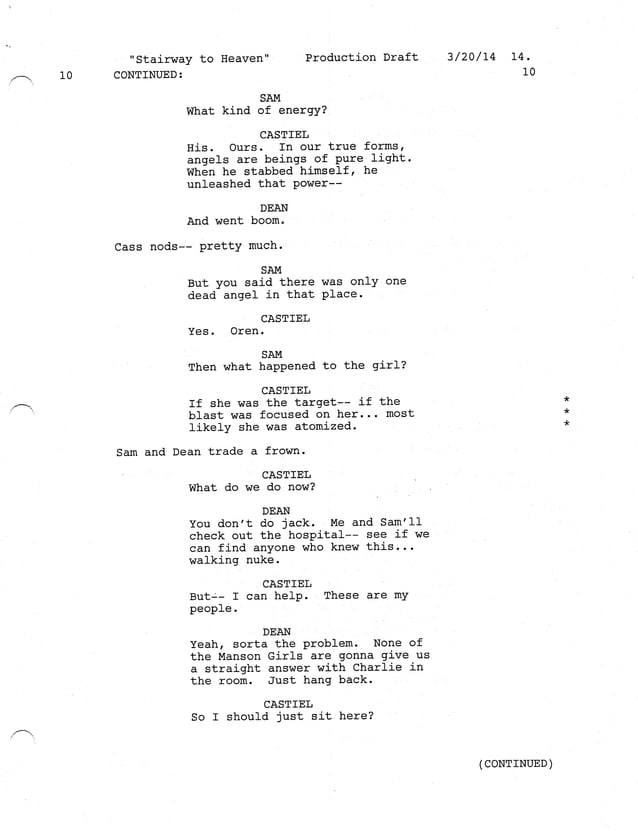 Supernatural 9.22 Stairway to Heaven Script | PDF