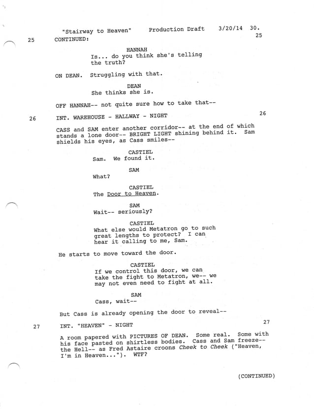 Supernatural 9.22 Stairway to Heaven Script | PDF