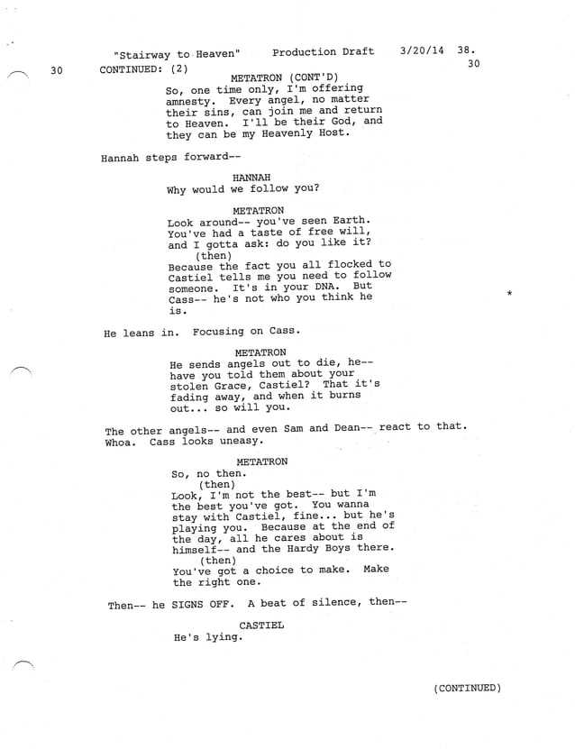 Supernatural 9.22 Stairway to Heaven Script | PDF