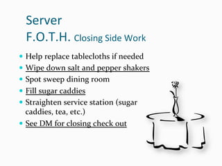 September 19 Front of the House Rules of Service | PDF