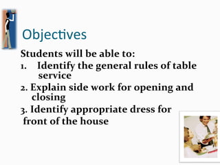 September 19 Front of the House Rules of Service | PDF