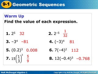 9-1 Geometric Sequences.ppt