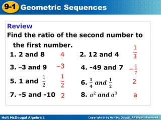 9-1 Geometric Sequences.ppt