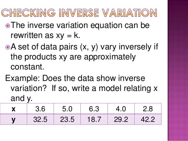 9.1 inverse and joint variation