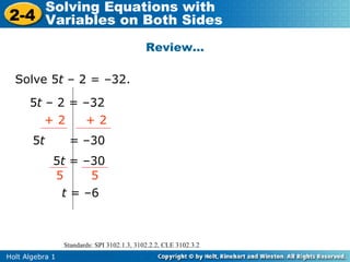 Algebra 1. 9.1 Solving equations review | PPT | Physics | Science