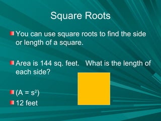 9.1 square roots day 1 | PPT