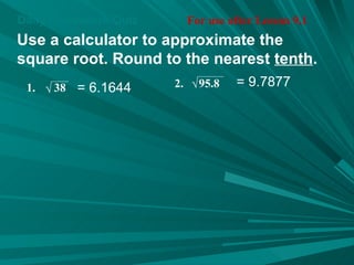 9.1 square roots day 2 | PPT