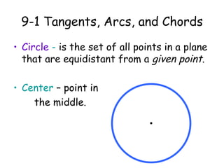 9 1 Tangents Arcs And Chords | PPT