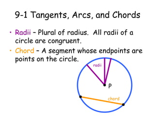 9 1 Tangents Arcs And Chords | PPT