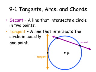 9 1 Tangents Arcs And Chords | PPT