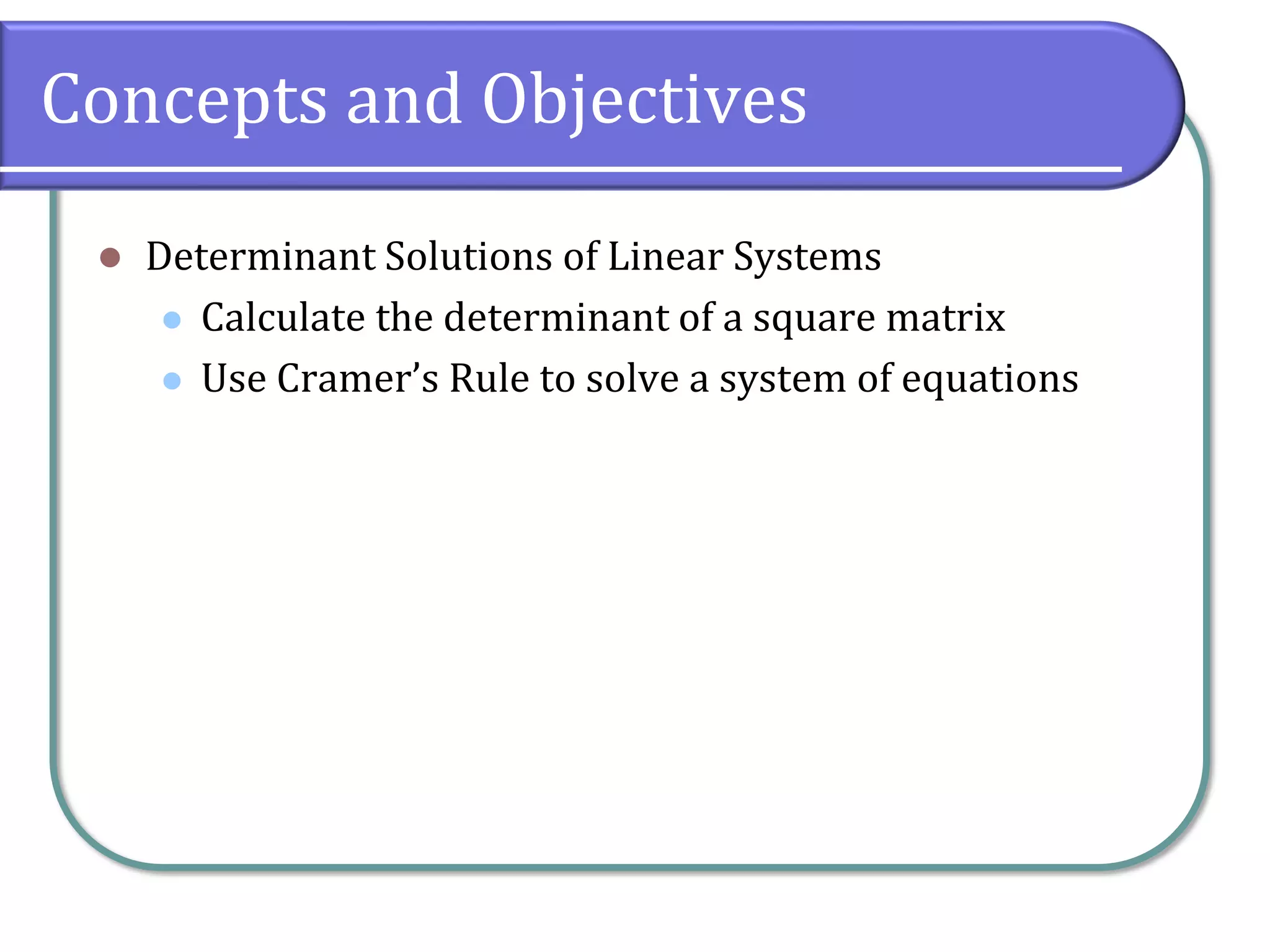 9 3 Determinant Solution Of Linear Systems Pdf