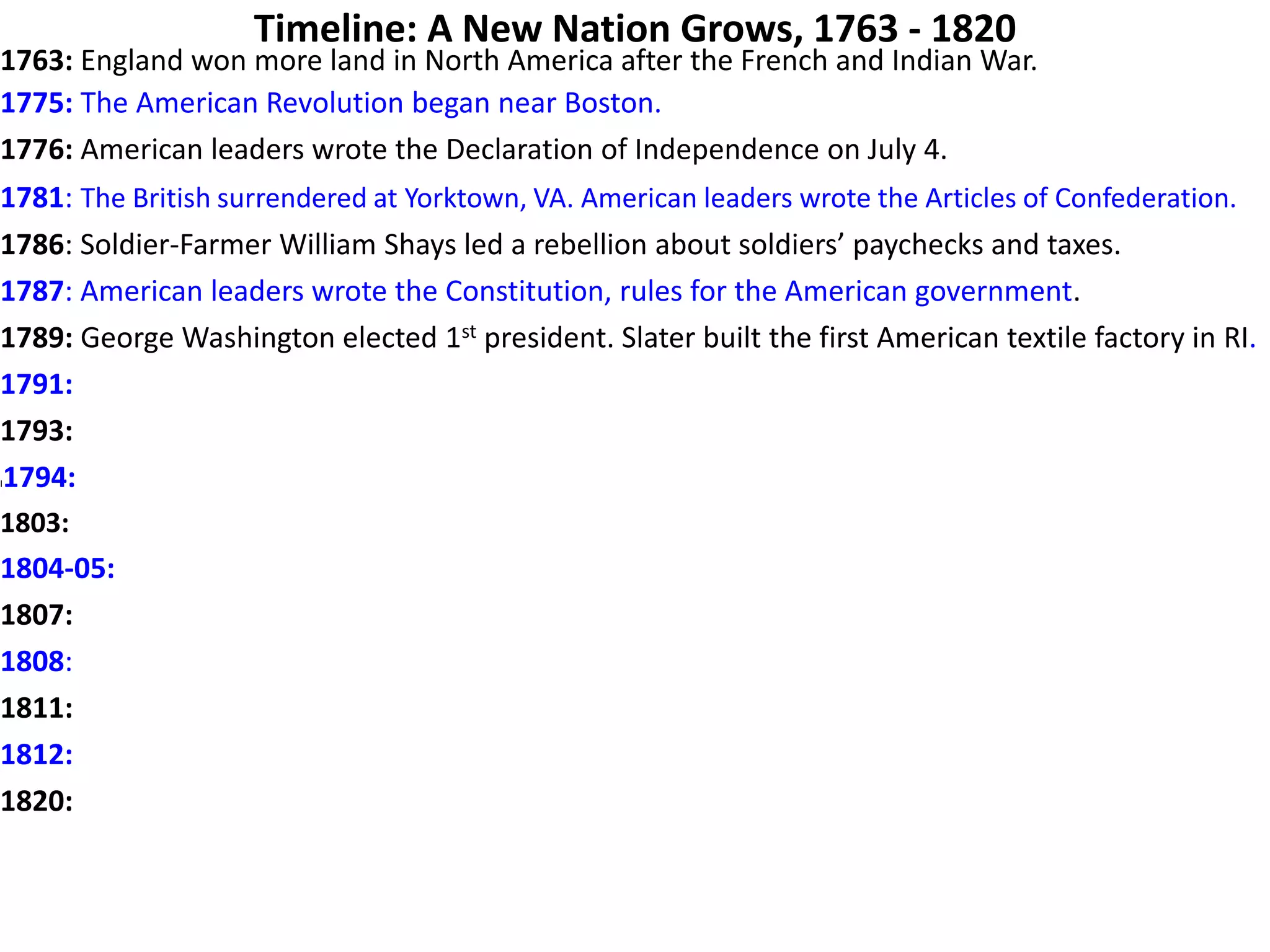 Early US History Timeline | PPTX
