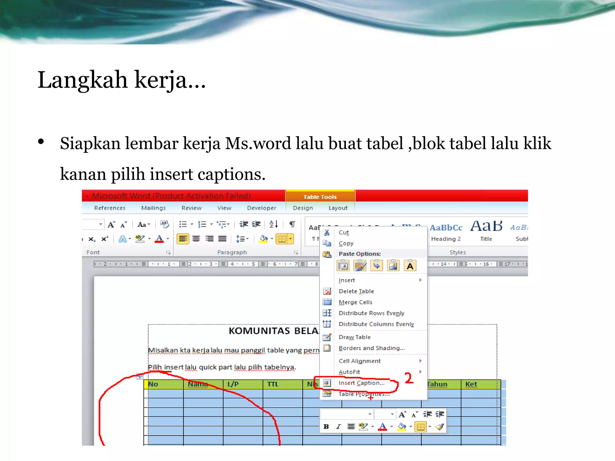 9. materi trik cepat kerja dengan tabel ms.word