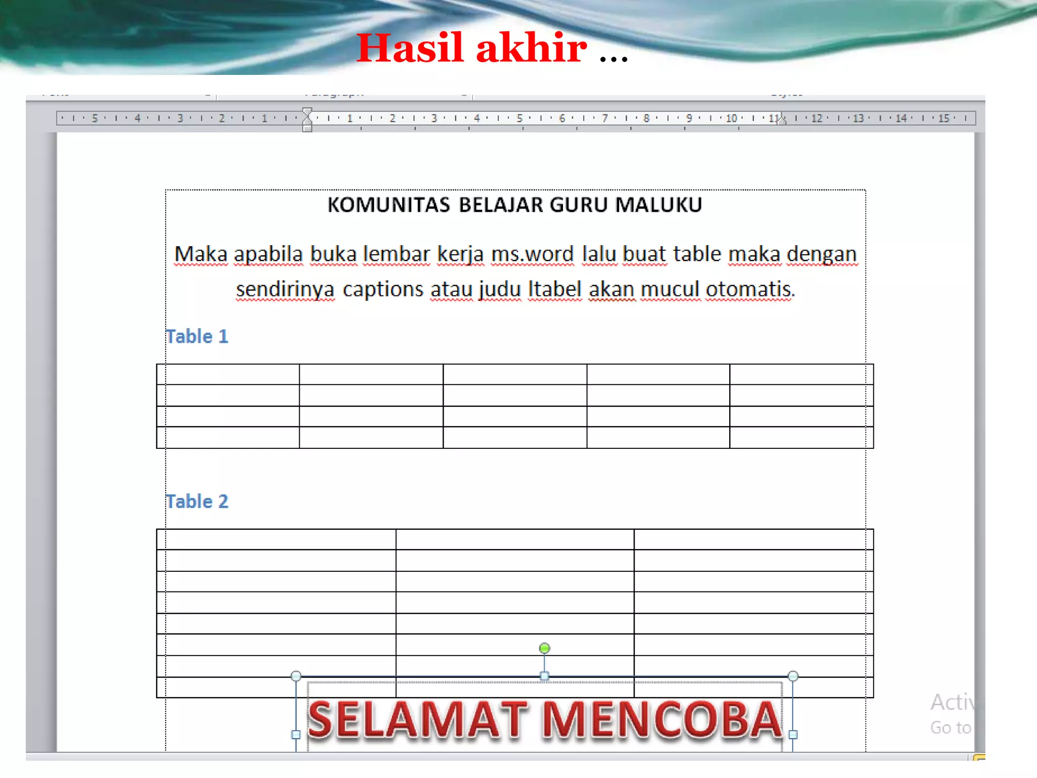 9. materi trik cepat kerja dengan tabel ms.word