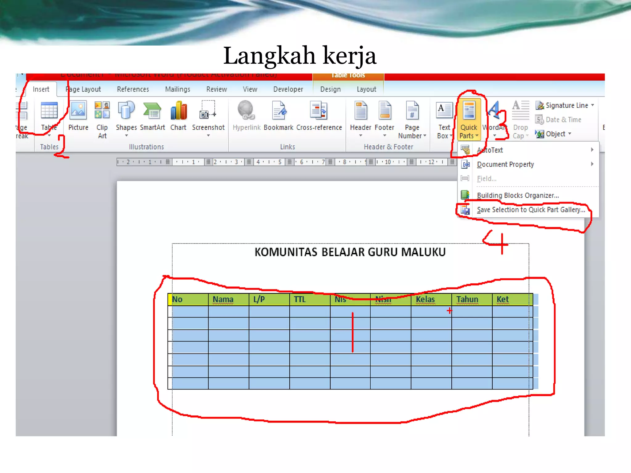 9. materi trik cepat kerja dengan tabel ms.word
