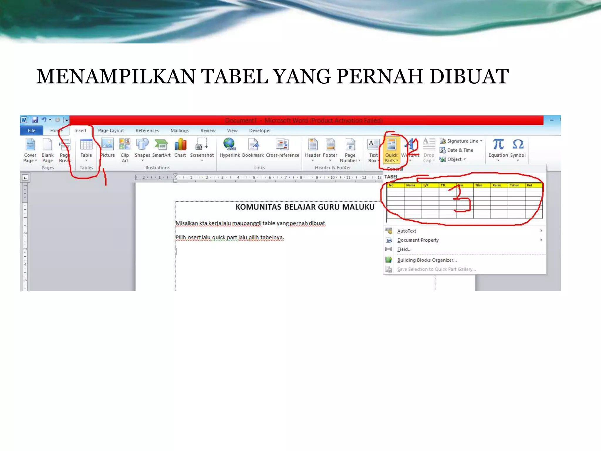 9. materi trik cepat kerja dengan tabel ms.word