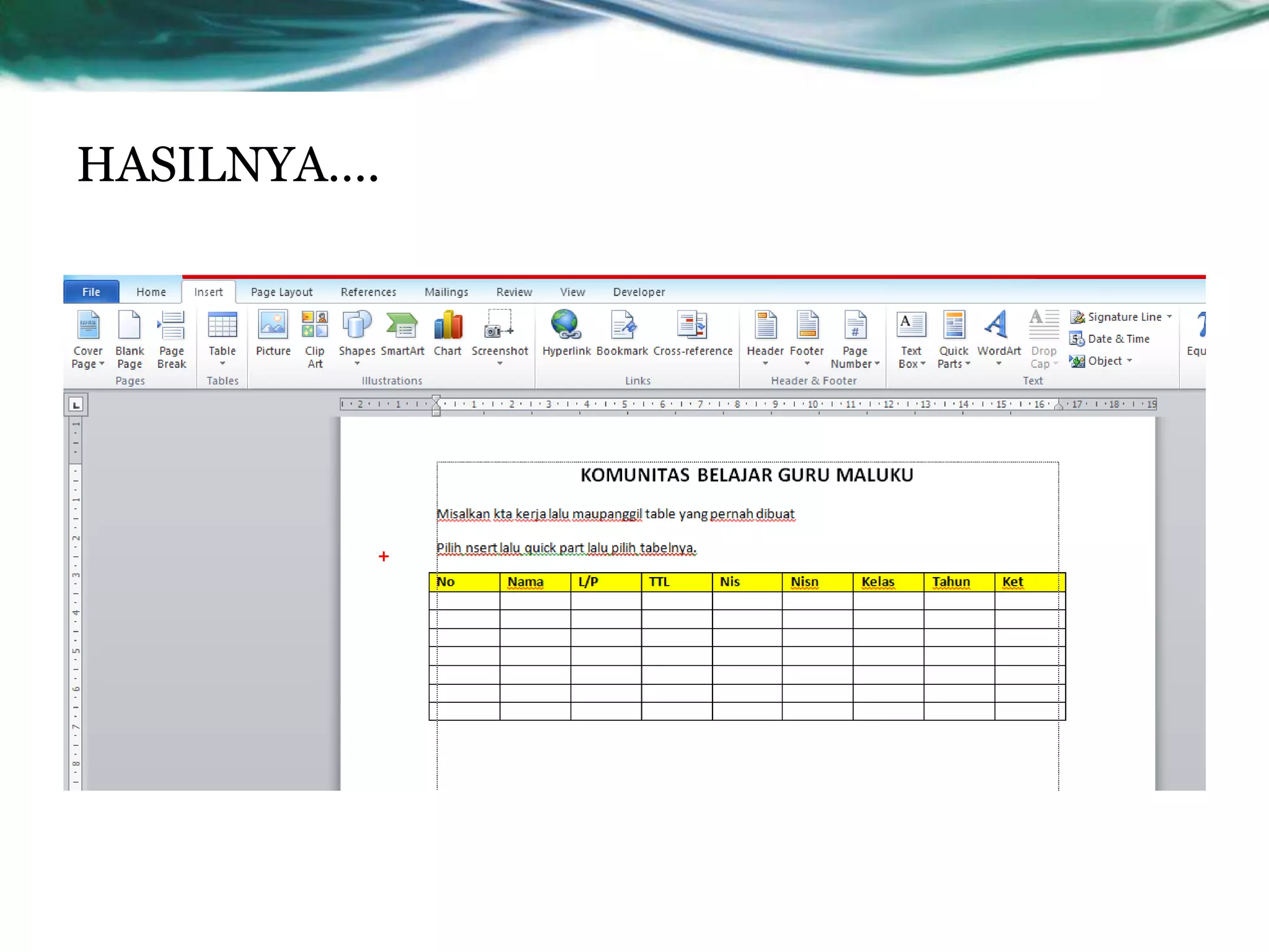9. materi trik cepat kerja dengan tabel ms.word